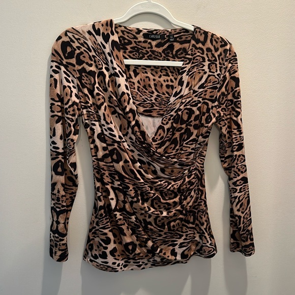 Carlisle | Tops | Euc Carlisle S Animal Print Leopard Stretch Wrap Top ...